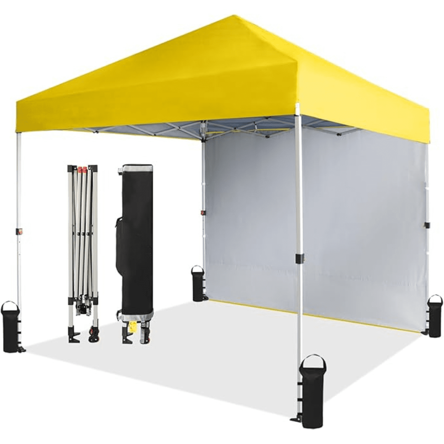 8x8 Pop Up Canopy with 1 Side Wall - Beach Tent with One Push Setup ...