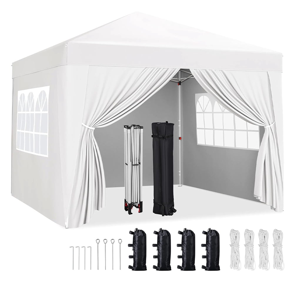 8x8 Pop Up Canopy, Portable Enclosed Instant Tent with 4 Removable ...