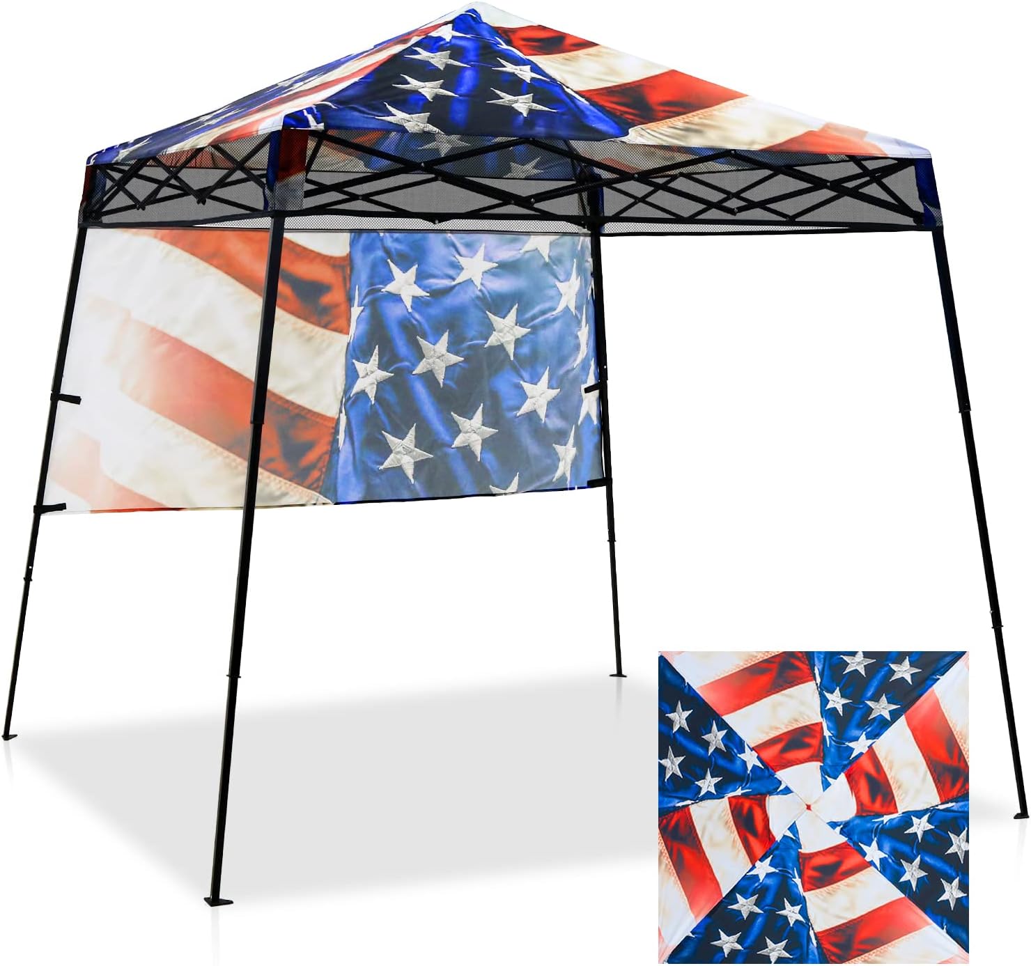 8x8 Pop Up Canopy Tent with Sidewall, Compact, Portable Slant Leg ...