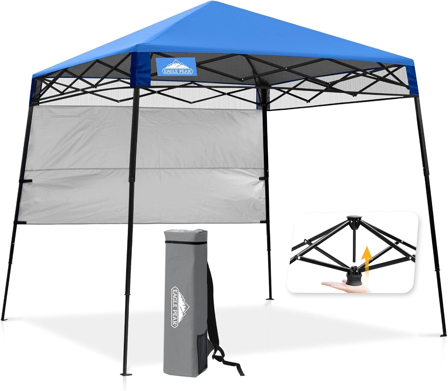 8x8 Pop Up Canopy Tent with Sidewall, Compact, Portable Slant Leg ...