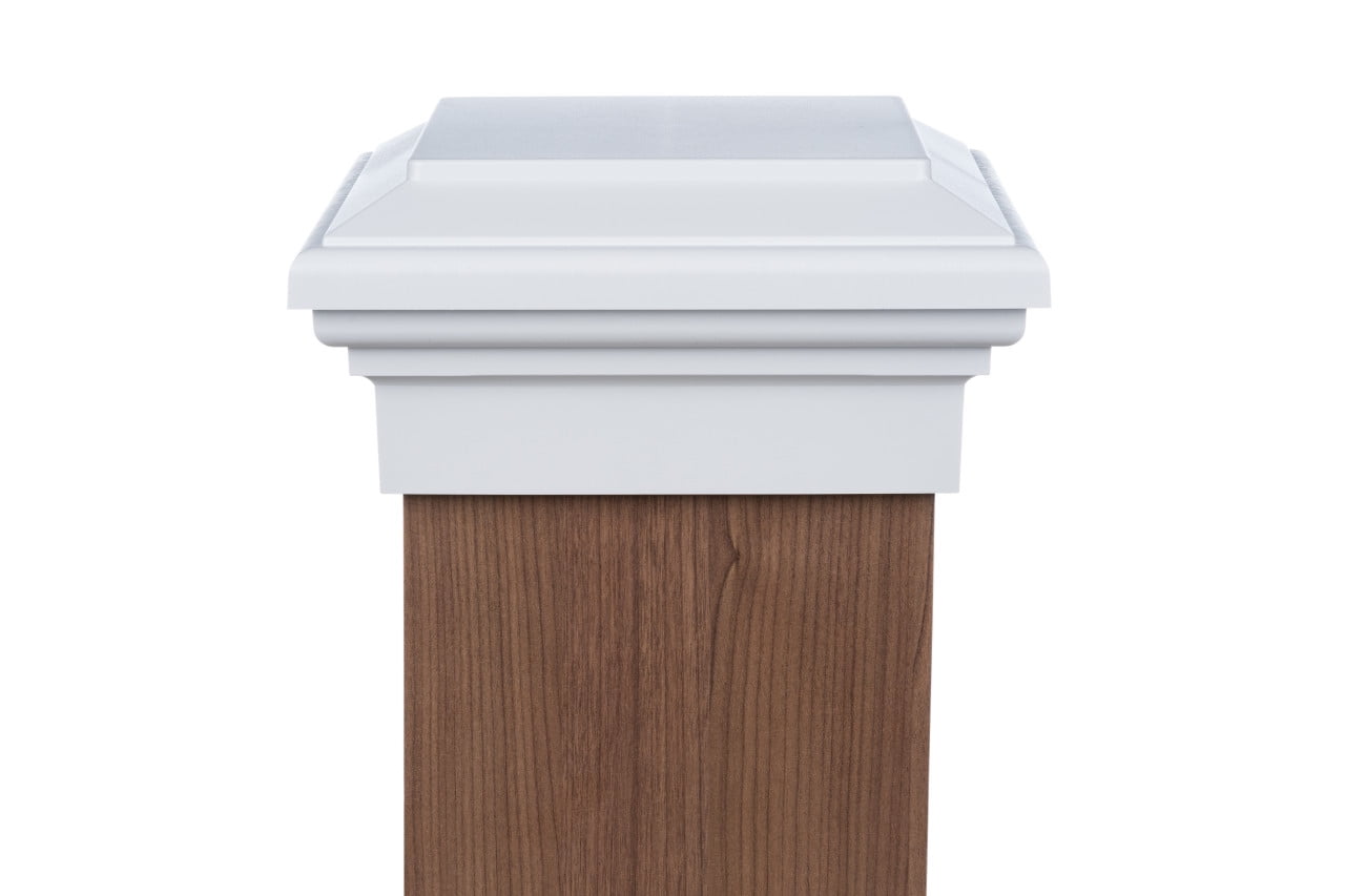 8x8 Post Cap (8.0") White Aluminum Pyramid Style Metal Top for Outdoor ...