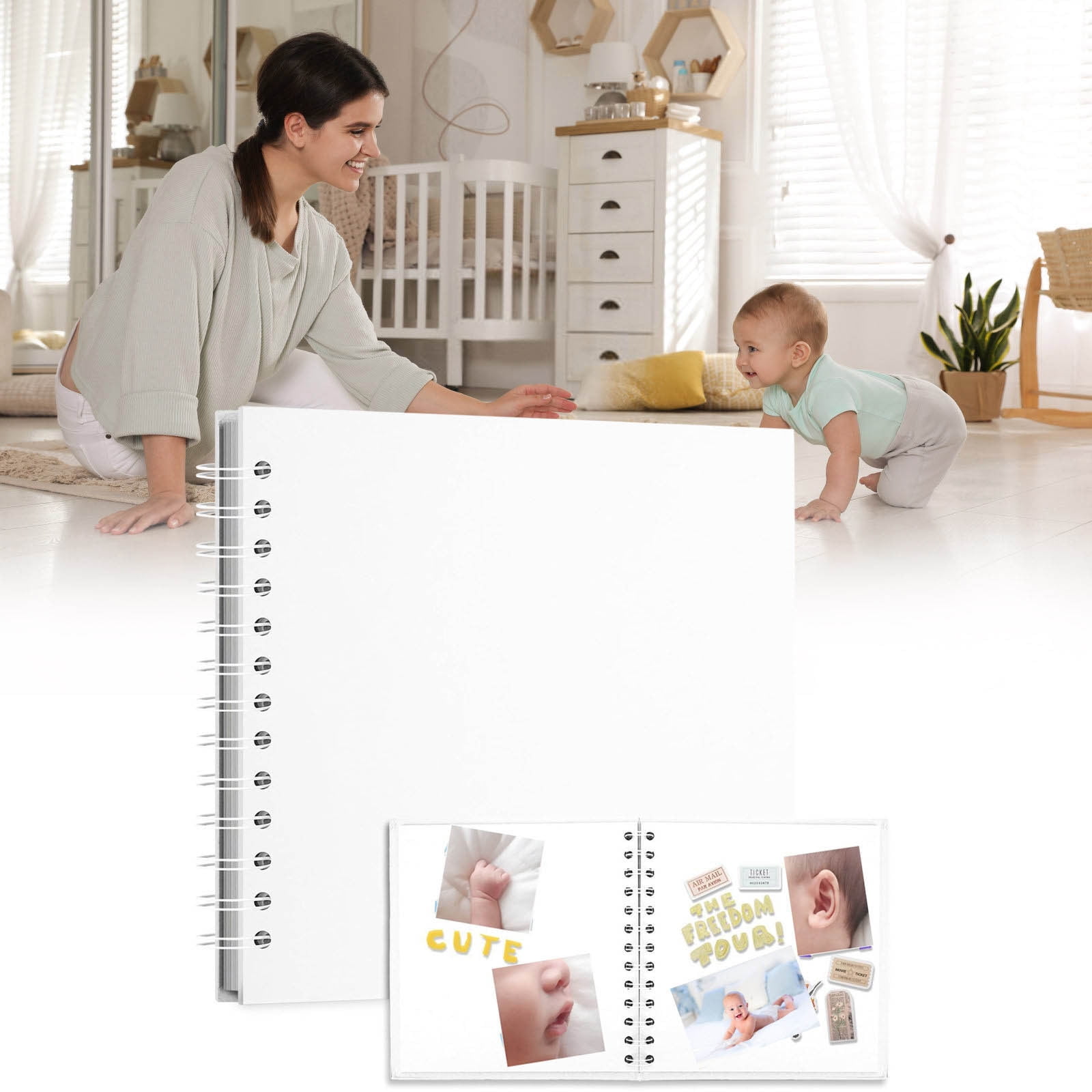 8x8 Scrapbook Album 40 Pages DIY Photo Album with 360 Degree Rotation ...