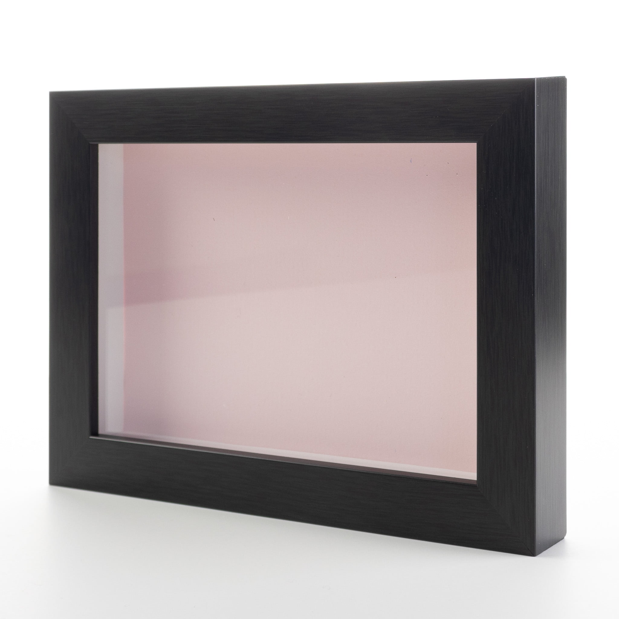 8x8 Shadow Box Frame Gray Stained Real Wood with a Pink Acid-Free ...