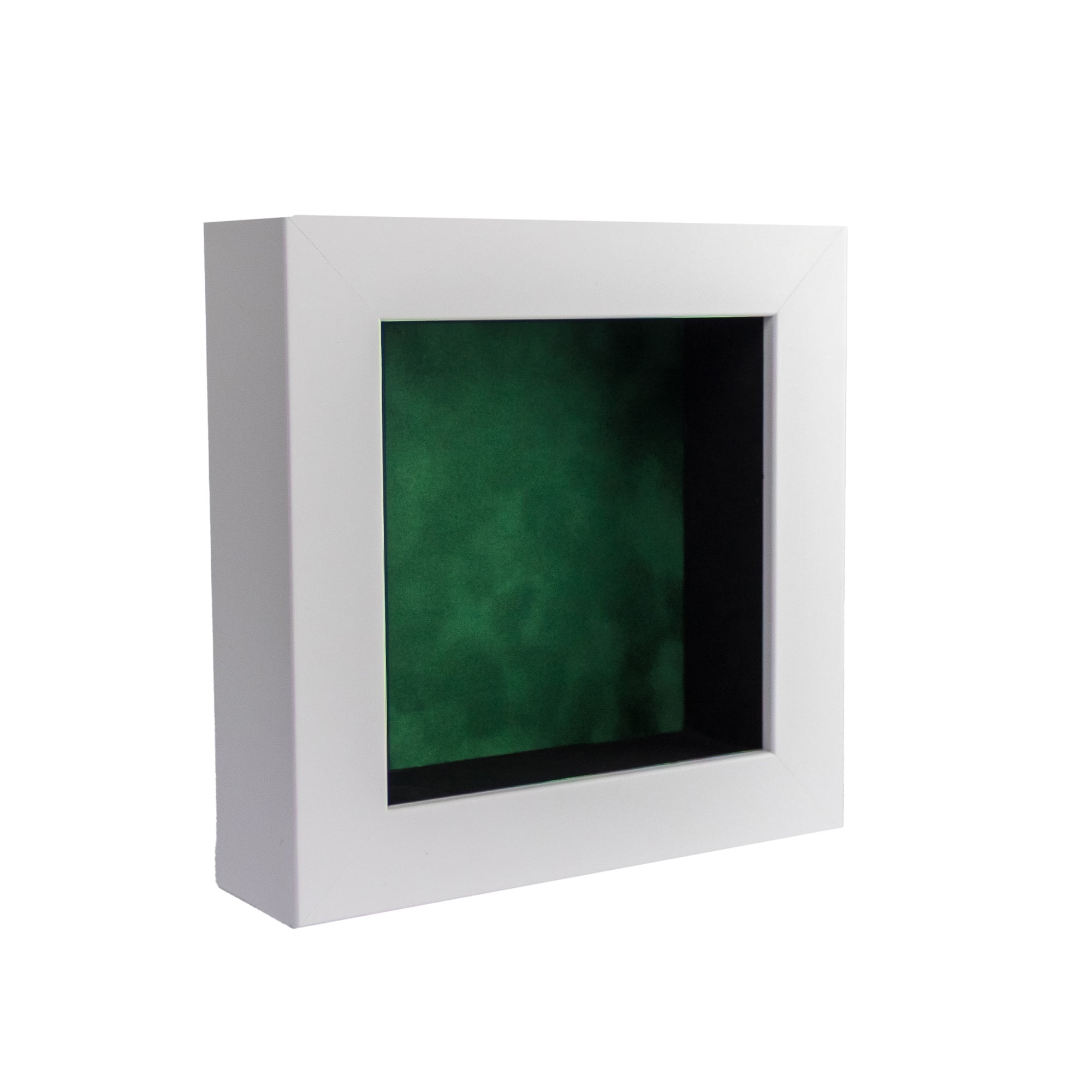 8x8 Shadow Box Frame In White With A 1 3/4" Usable Depth Includes Green ...