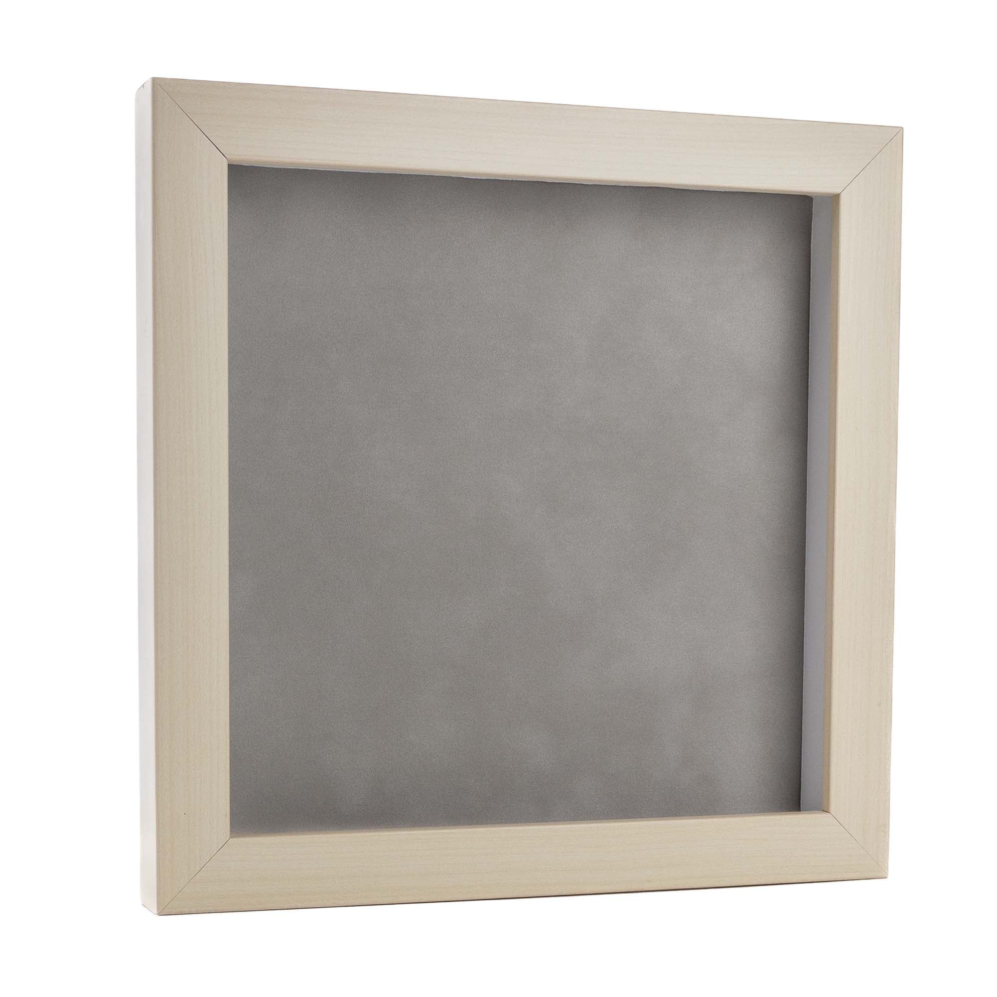 8x8 Shadow Box Frame White Washed Wood | With a 3/4" Usable Display ...
