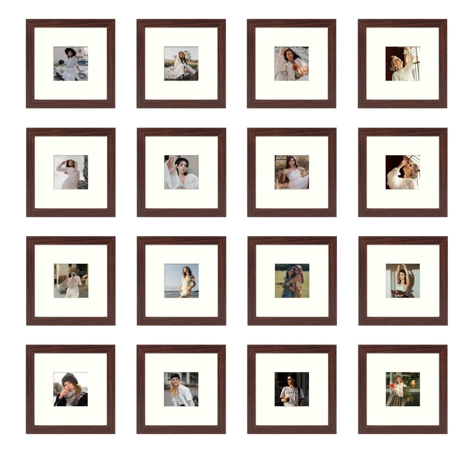 , 8x8 Square Photo Frame with Ivory Color Mat for 3.5x3.5 Photo ...