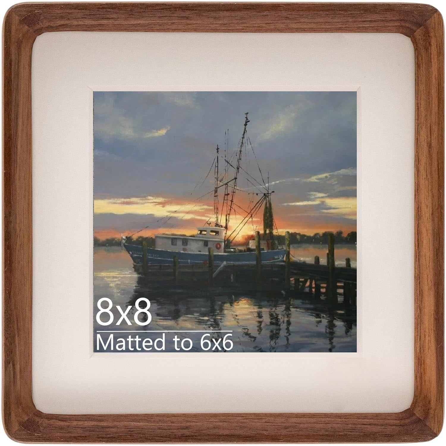 8x8 Square Picture Frame in Natural Walnut Wood, Solid Wooden Frames ...