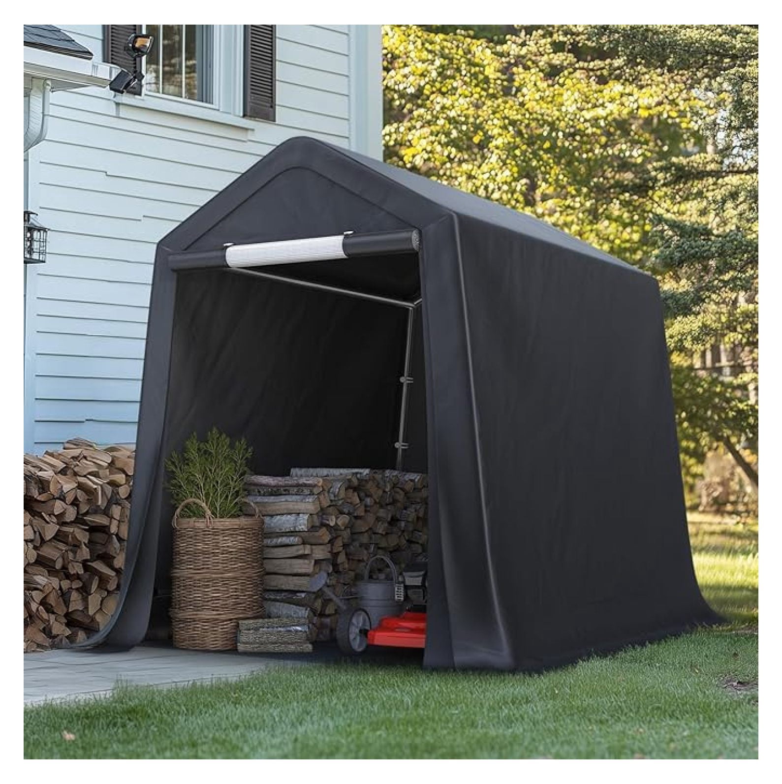 8x8 ft Storage Tent with 2 Roll up Doors & Vents Outdoor Portable ...