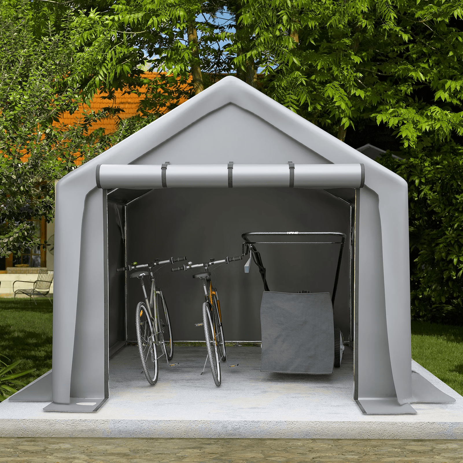 8x8 ft garden shed heavy duty outdoor portable garage ventilated car ...