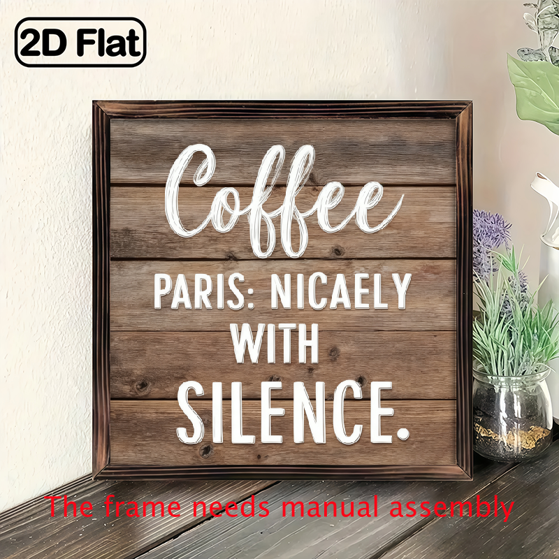 8x8 inch wooden wall sign, made of wood, 2D flat craft design, Coffee ...