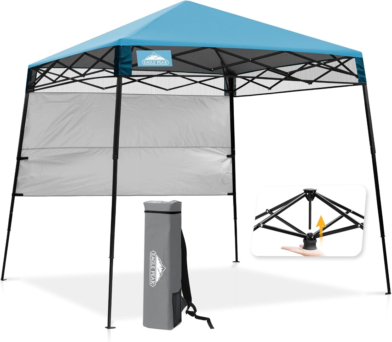 **8x8 pop up canopy tent with sidewall, compact, portable slant leg ...