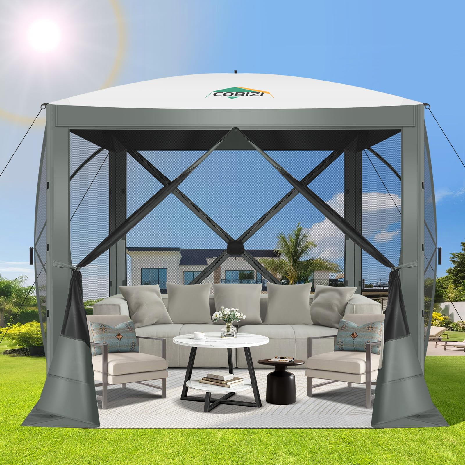 8x8FT Pop Up Gazebo Screen Tent Screen House for Camping, Screen Room ...