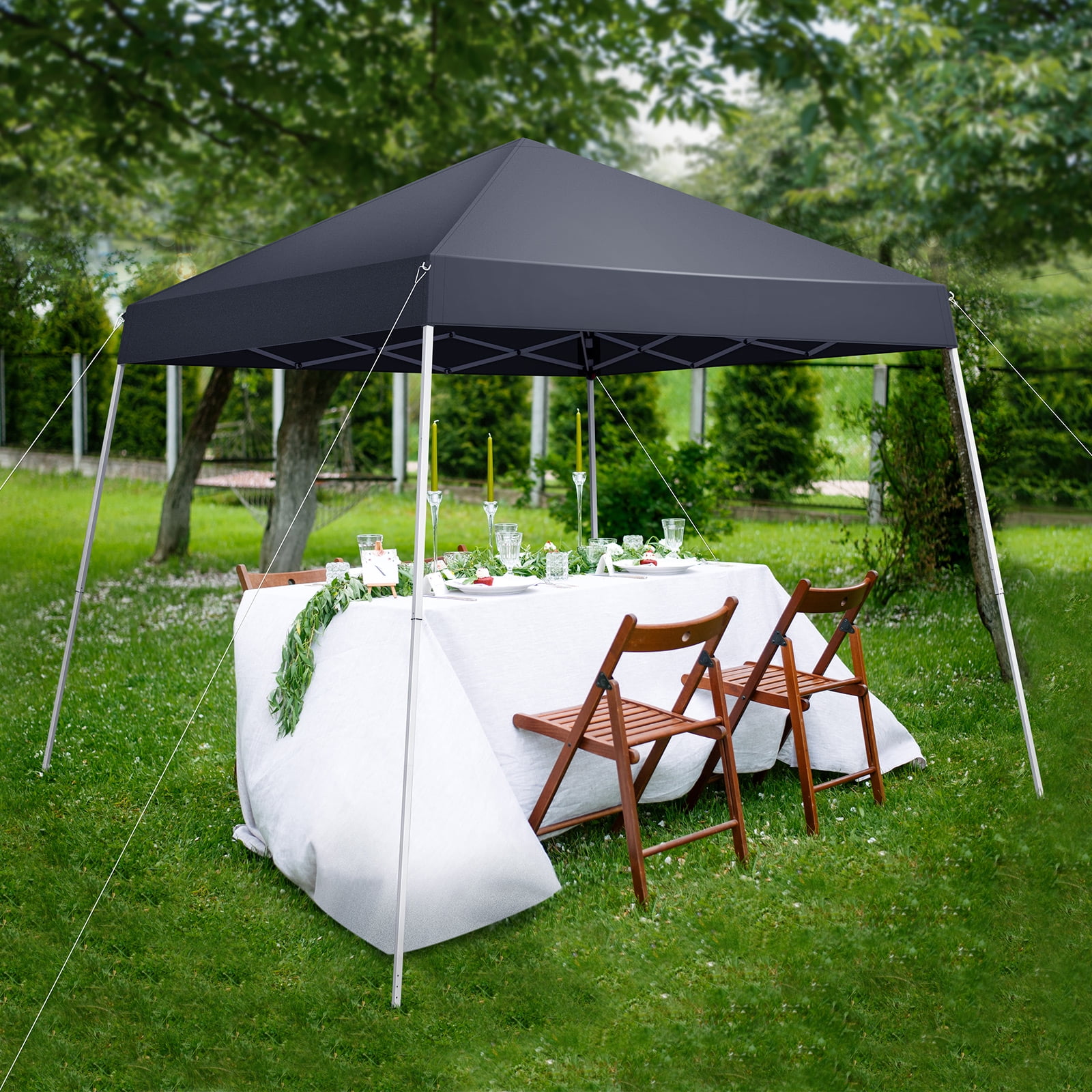 8x8ft Pop Up Canopy Tent, 1 Person Instant Setup Canopy Tent with 8 Stakes, 4 Ropes, Portable ...
