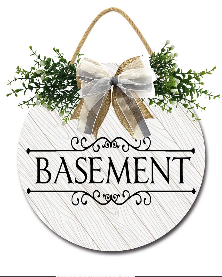 8x8inch Basement Sign Basement Sign For Front - Round Wooden Hanging ...