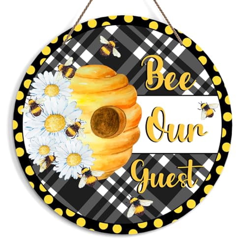 8x8inch Bee Welcome Sign for Front Door, Bee Our Guest Welcome Sign ...