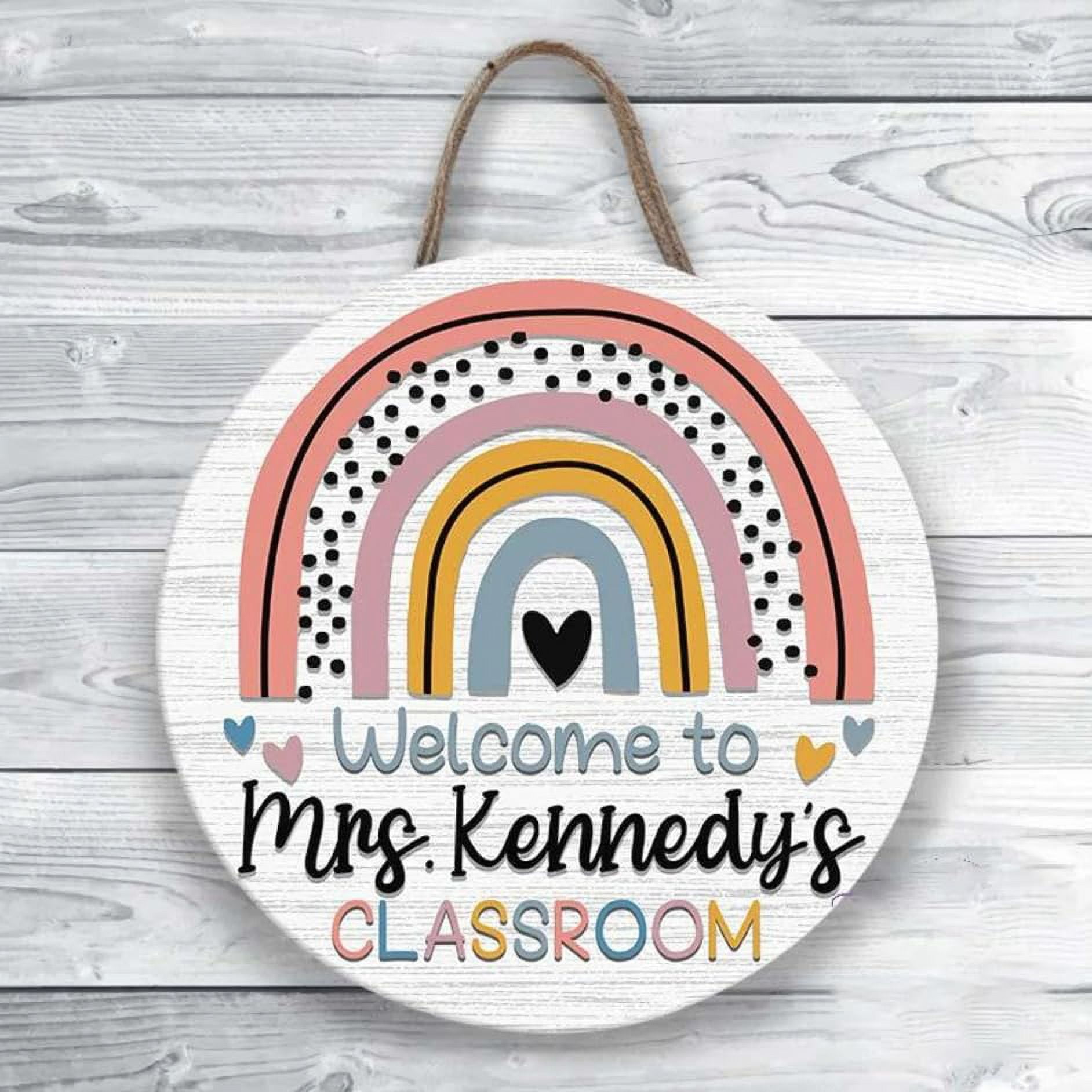 8x8inch Boho Rainbow Welcome to Classroom Teacher Name Hanger Hanging ...