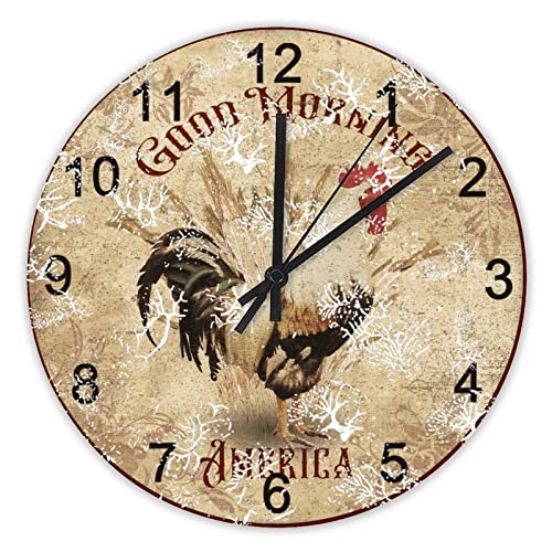 8x8inch Country Rooster Farm Animals Wall ClockRetro Kitchen Clock Good ...