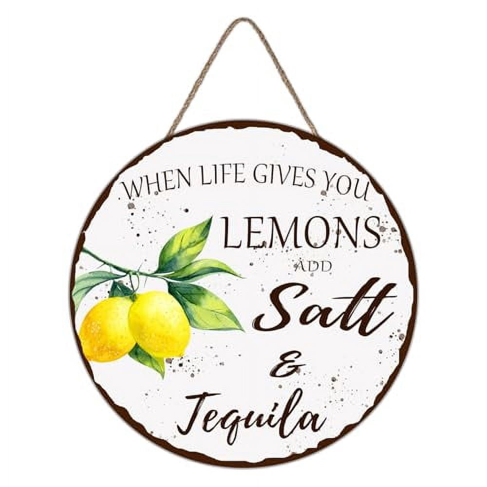 8x8inch Farmhouse Lemon Wooden Sign Rustic Retro Wall Decor,When Life ...