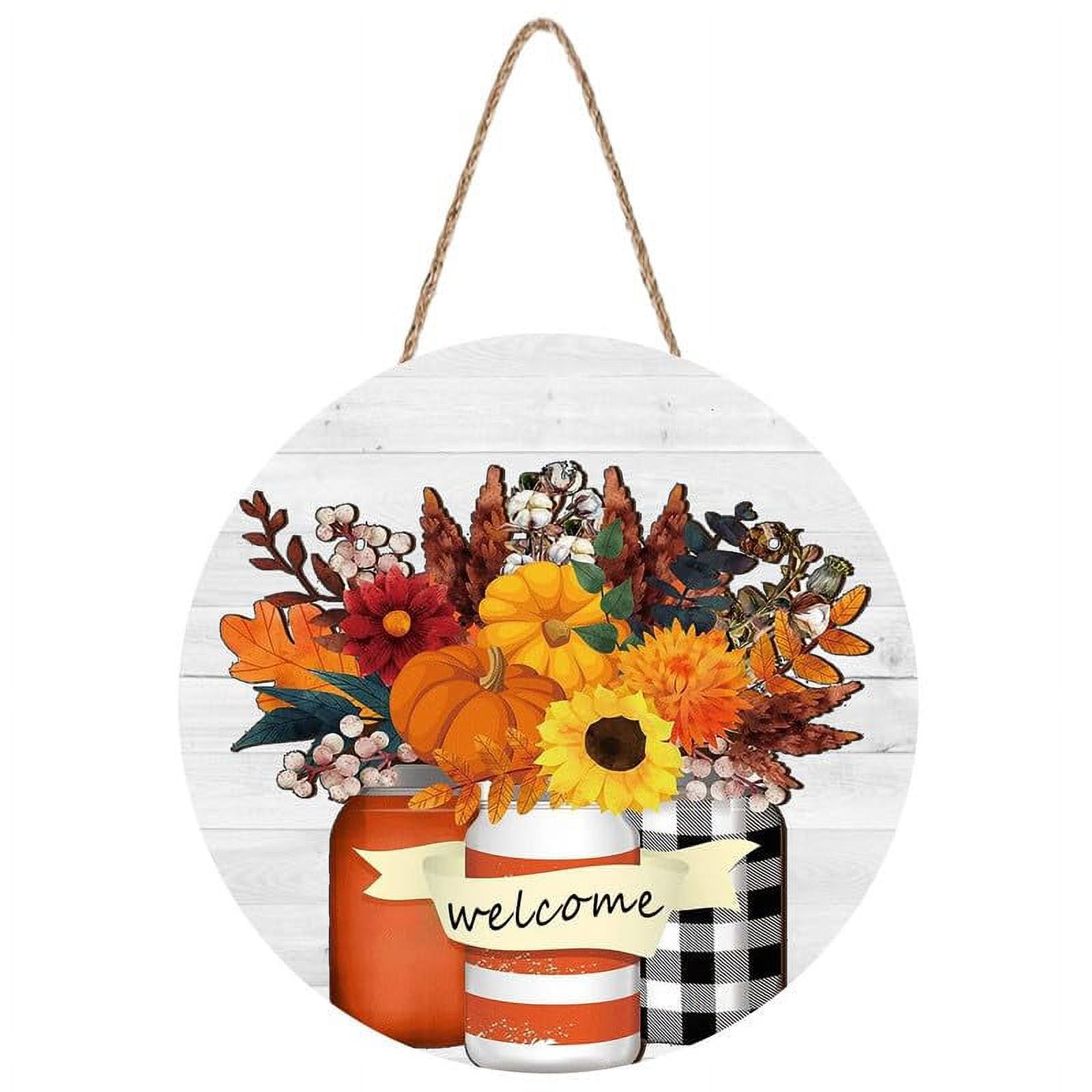 8x8inch Round Welcome Fall Wooden Sign Harvest Wooden Wall Art ...
