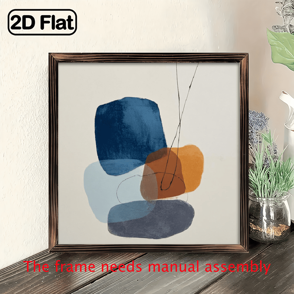 8x8inch Wooden Board Painting Abstract Prints Paintings Blue and Orange ...