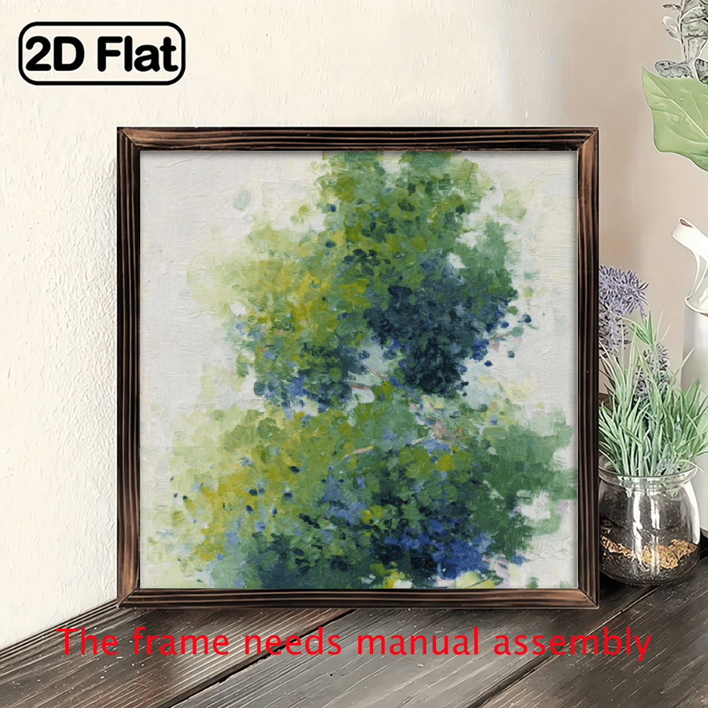 8x8inch Wooden Board Painting Green Forest Painting for Living Room ...