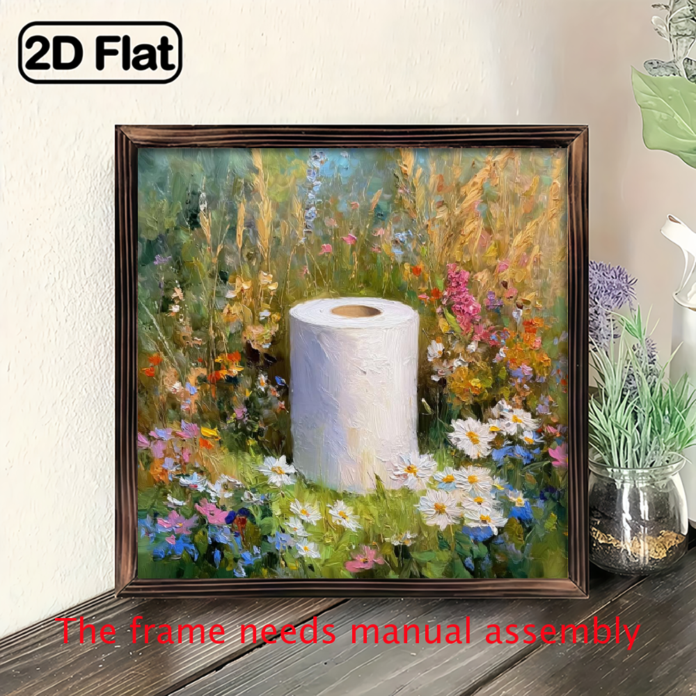 8x8inch Wooden Board Painting Vintage Bathroom Paper Painting For ...