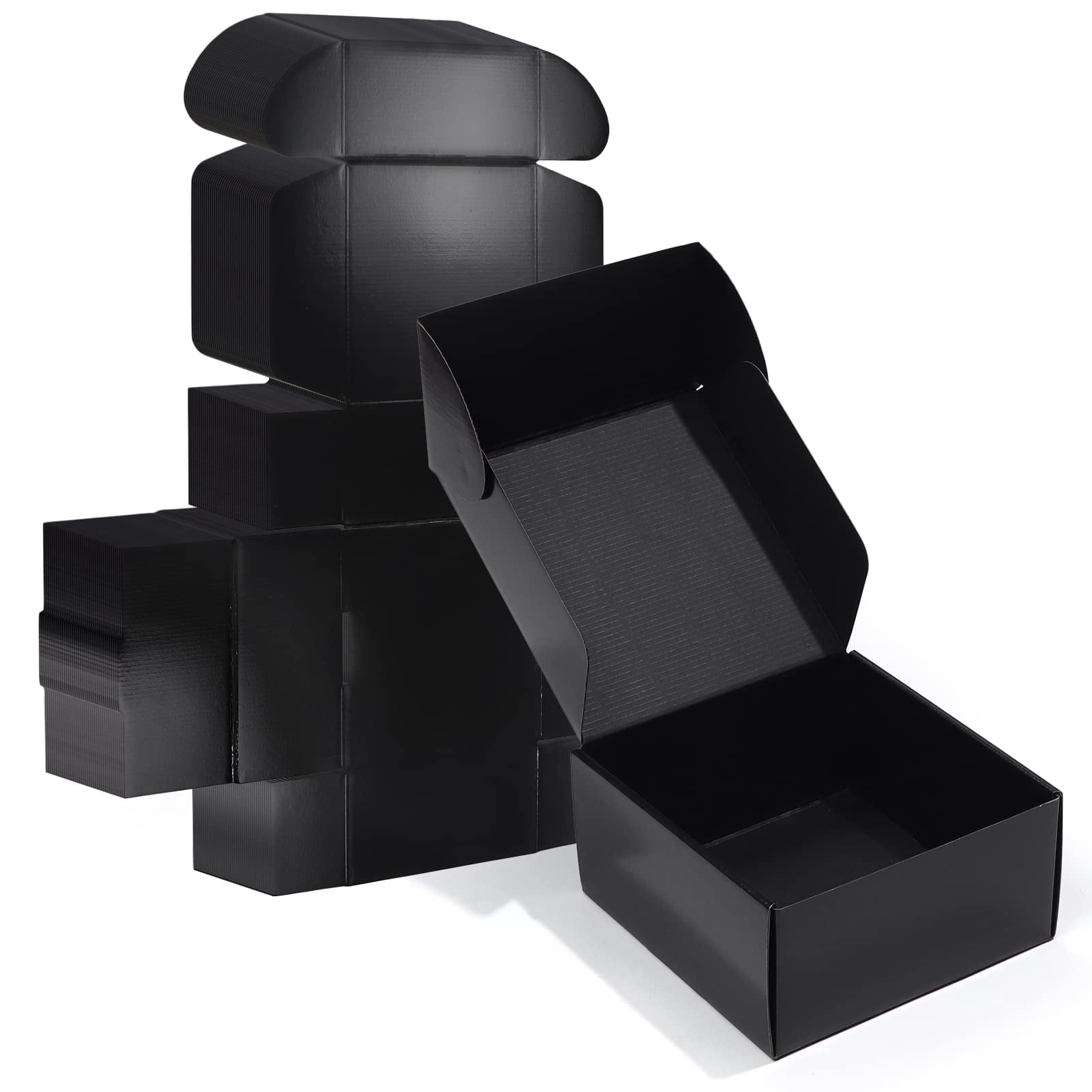 8x8x4 Black Corrugated Cardboard Shipping Boxes for Packaging and ...
