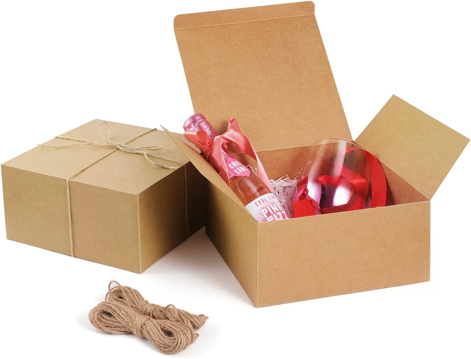 8x8x4 Inches Gift Boxes 12 PCS Brown Paper Gift Boxes with Lids for ...