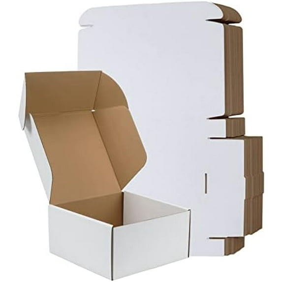 8x8x4 Inches Shipping Boxes Set of 25, White Small Corrugated Cardboard ...