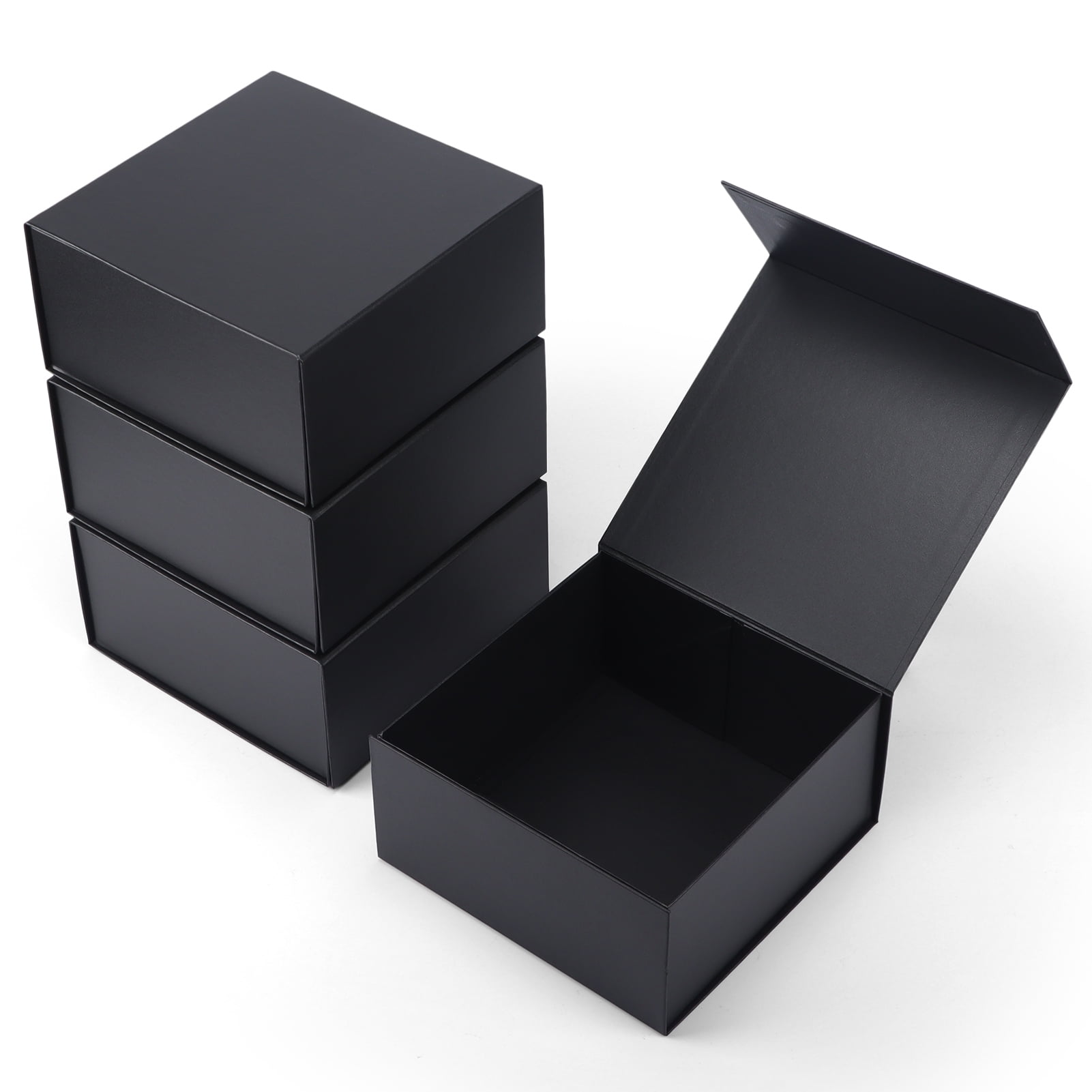 8x8x4 Black Cardboard Magnetic Gift Boxes Set of 4 for Wedding ...