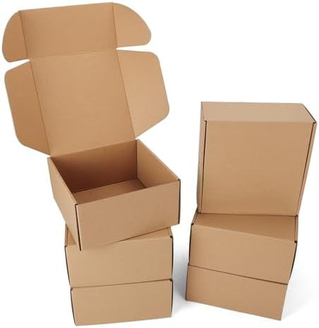 8x8x4 inch Gift Shipping Boxes 6 Pack Brown, Tab Lock Tuck Top Mailing ...