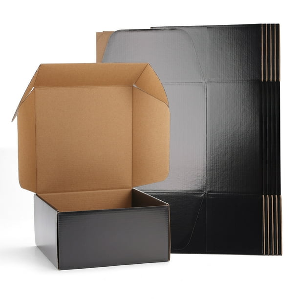CRUGLA 6 Pack 8x8x4 Shipping Boxes, Black Corrugated Cardboard Boxes ...