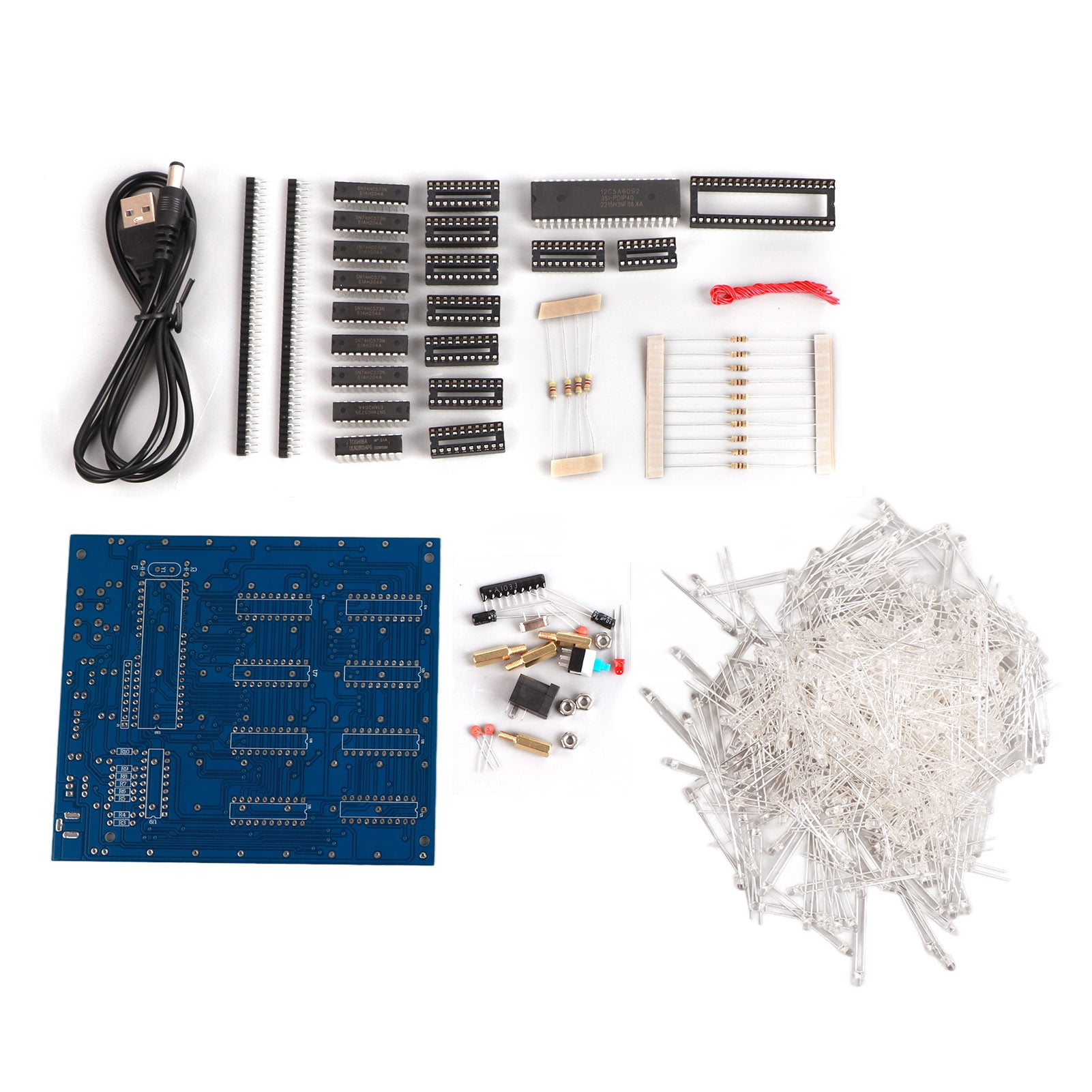 8x8x8 3D LED DIY Cube Light Kit Squared White LED Blue Ray - Walmart.com