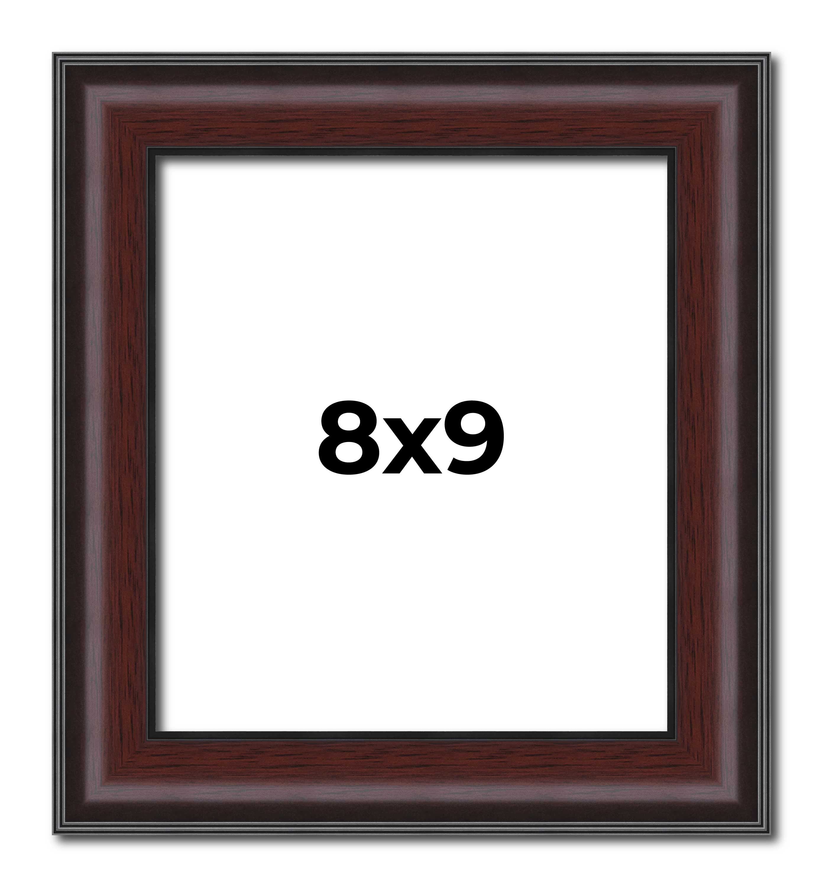 8x9 Frame Brown Round Mahogany Solid Wood Picture Frame | 1.625 Inch ...