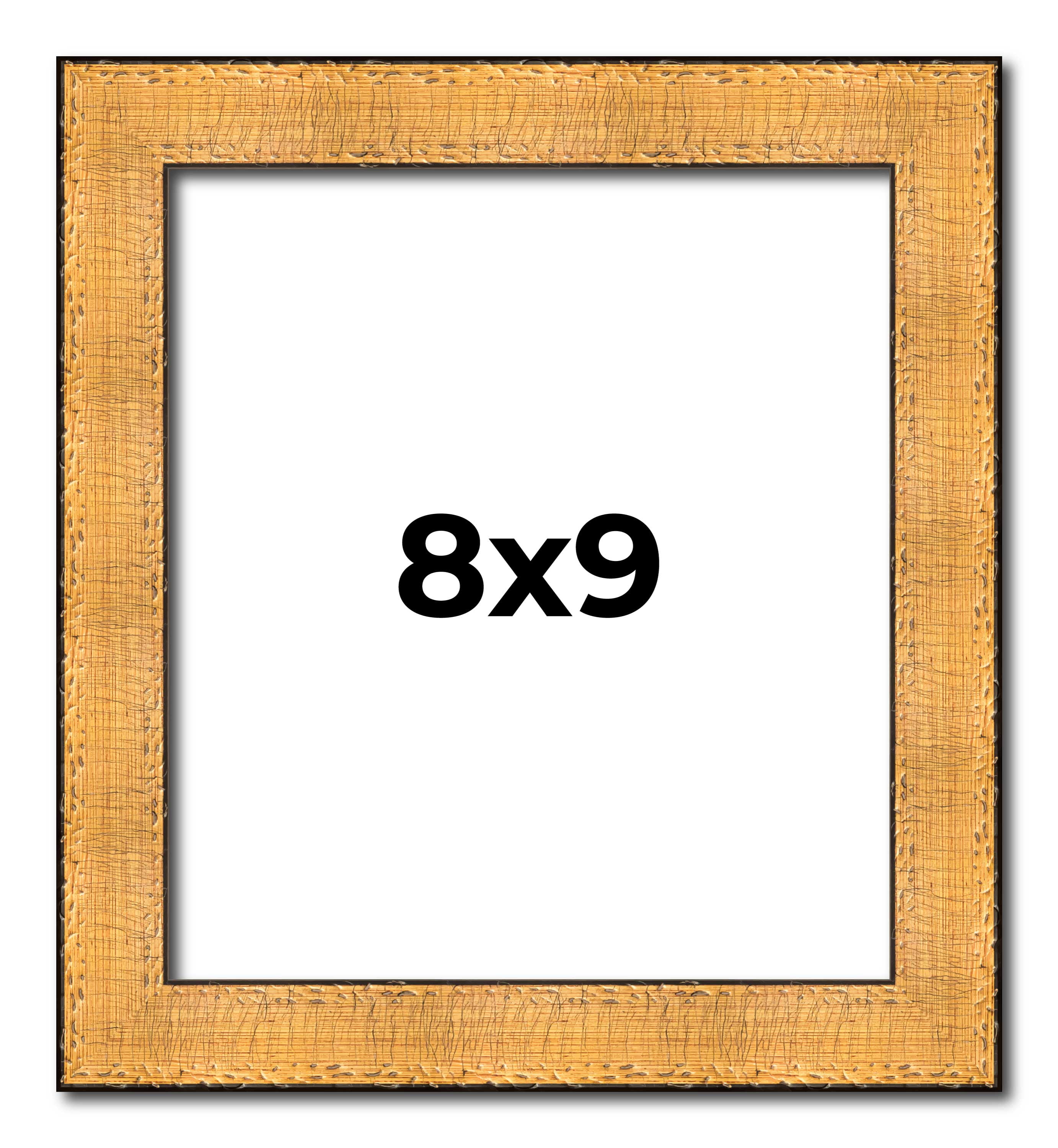 8x9 Frame Gold Rustic Solid Wood Picture Frame | 1.25 Inch Wide ...