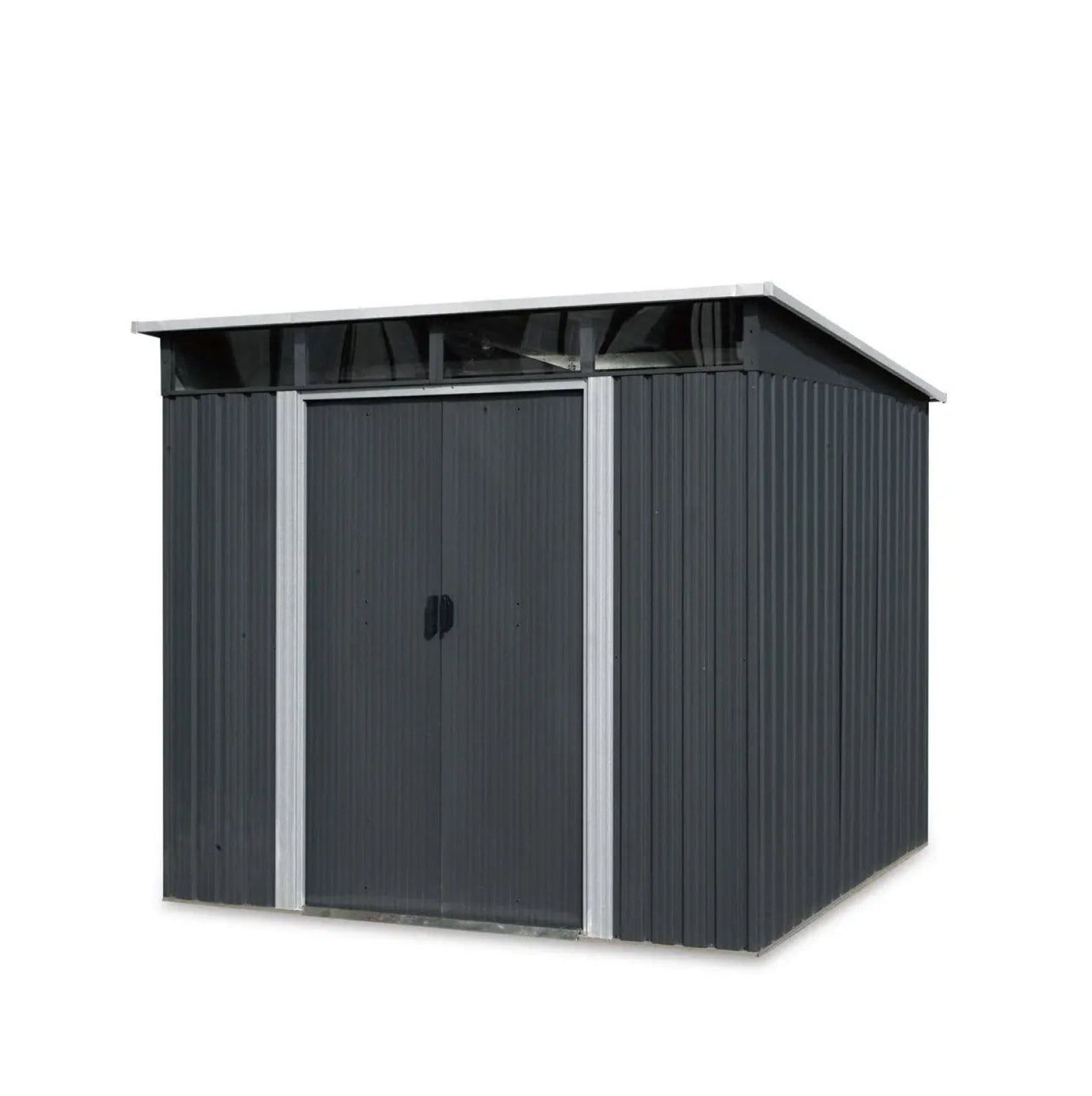8x9 Galvanized Metal Shed w/Skylight - Outdoor Storage Shed for Garden ...
