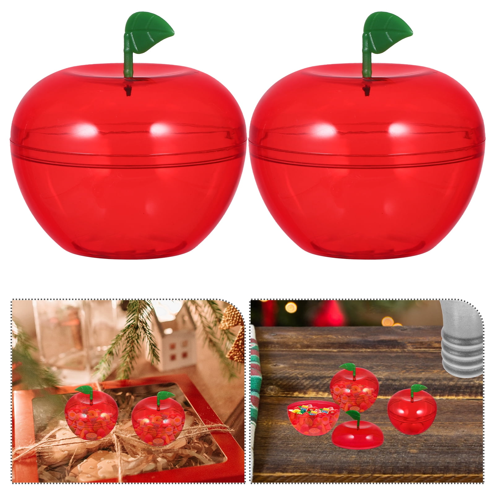 8xChristmas Containers, Shaped Plastic Boxes with Lids, Red Container ...