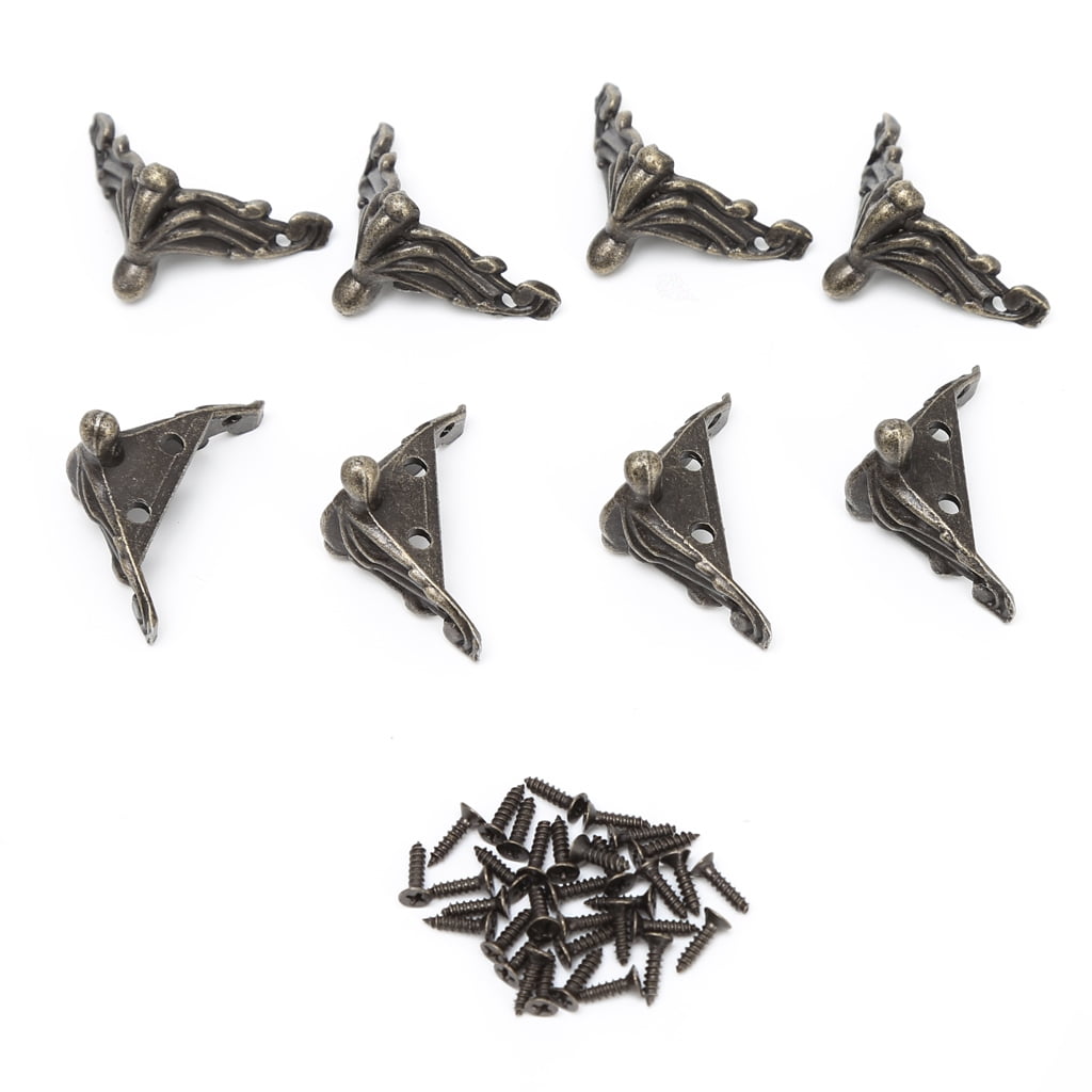 8xDecorative Antique Bronze Jewelry Box Wood for Case Feet Leg Corner ...