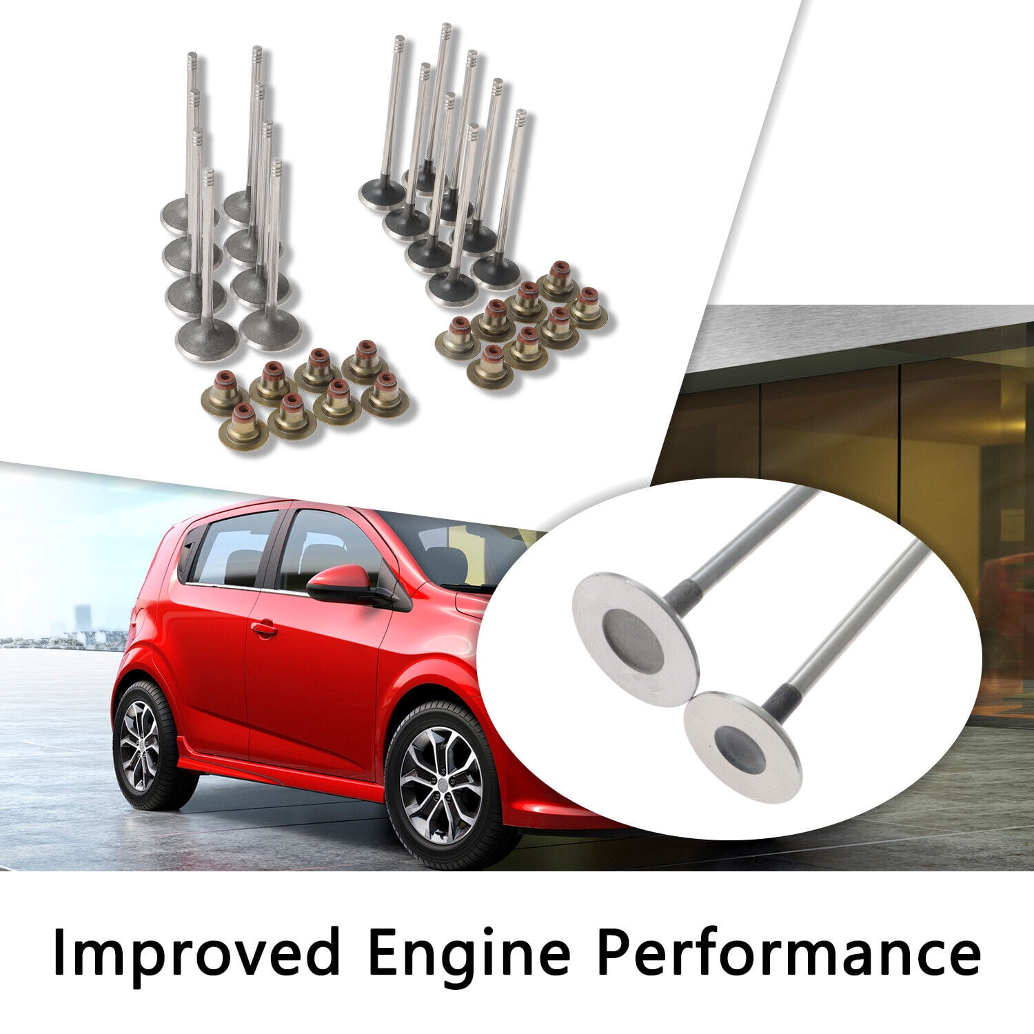 8xIntake Valves+8xExhaust Valve+16xValve Seals for 2012-18 Chevrolet ...