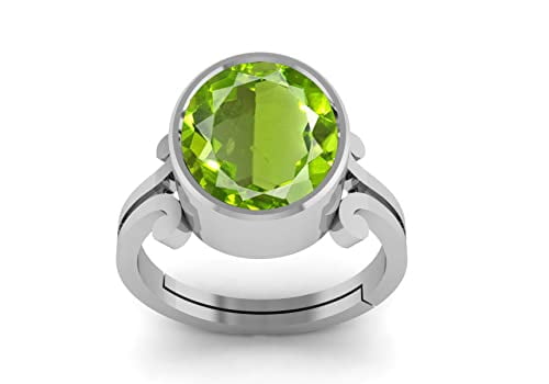 9.00 Ratti 8.25 Carat Certified Peridot Gemstone Silver Beautiful Ring Astrological Purpose Lab ...