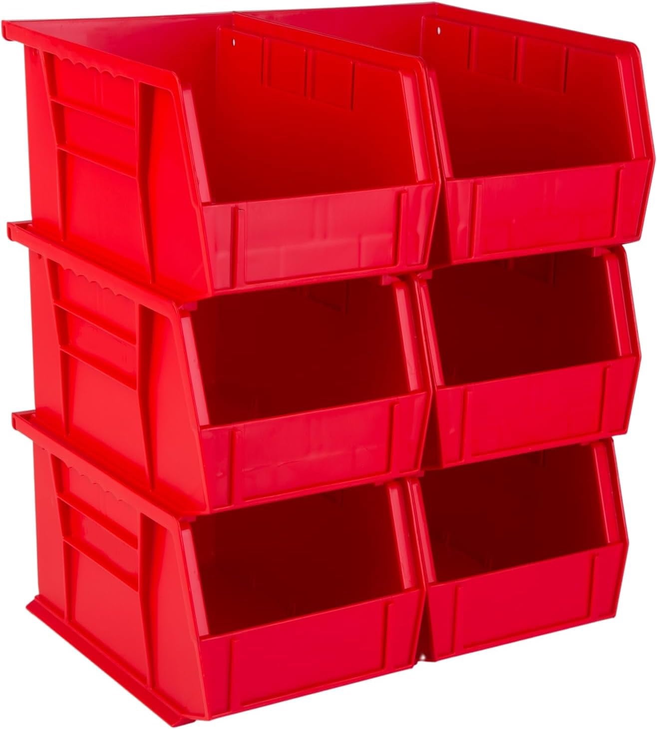 9-1/2" x 6" x 5" (6 Pack) Plastic Stackable Storage Bin and Container ...