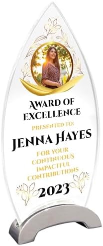 9 1/4" Personalized Glass Plaque for Awards and Trophies, Custom Award ...