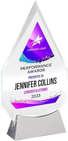 9 1/4" Personalized Glass Plaque for Awards and Trophies, Custom Award ...