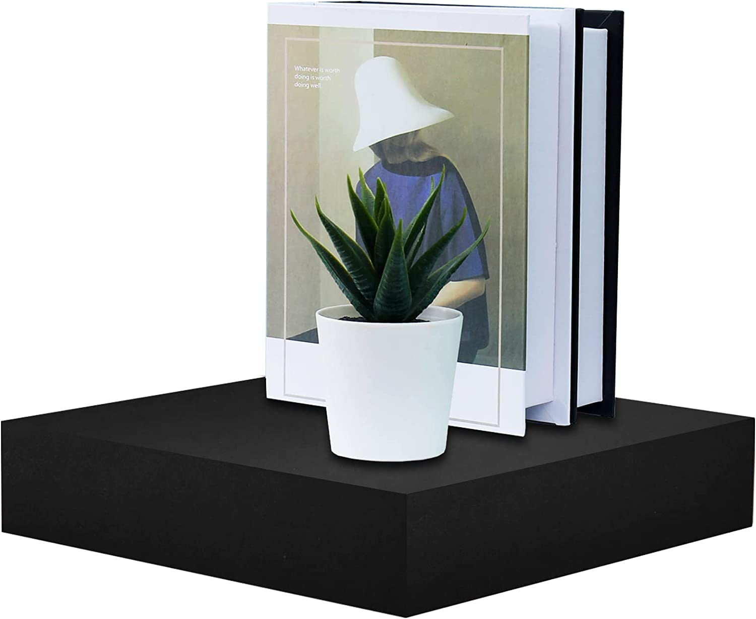 9 1/4 inch Black Mission Floating Shelves for Wall, Bathroom Wall Mount ...