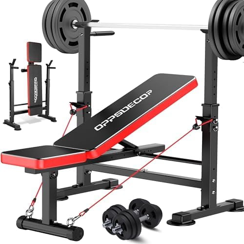9 in 1 Adjustable Weight Bench Set with Squat Rack 900LBS Bench Press ...