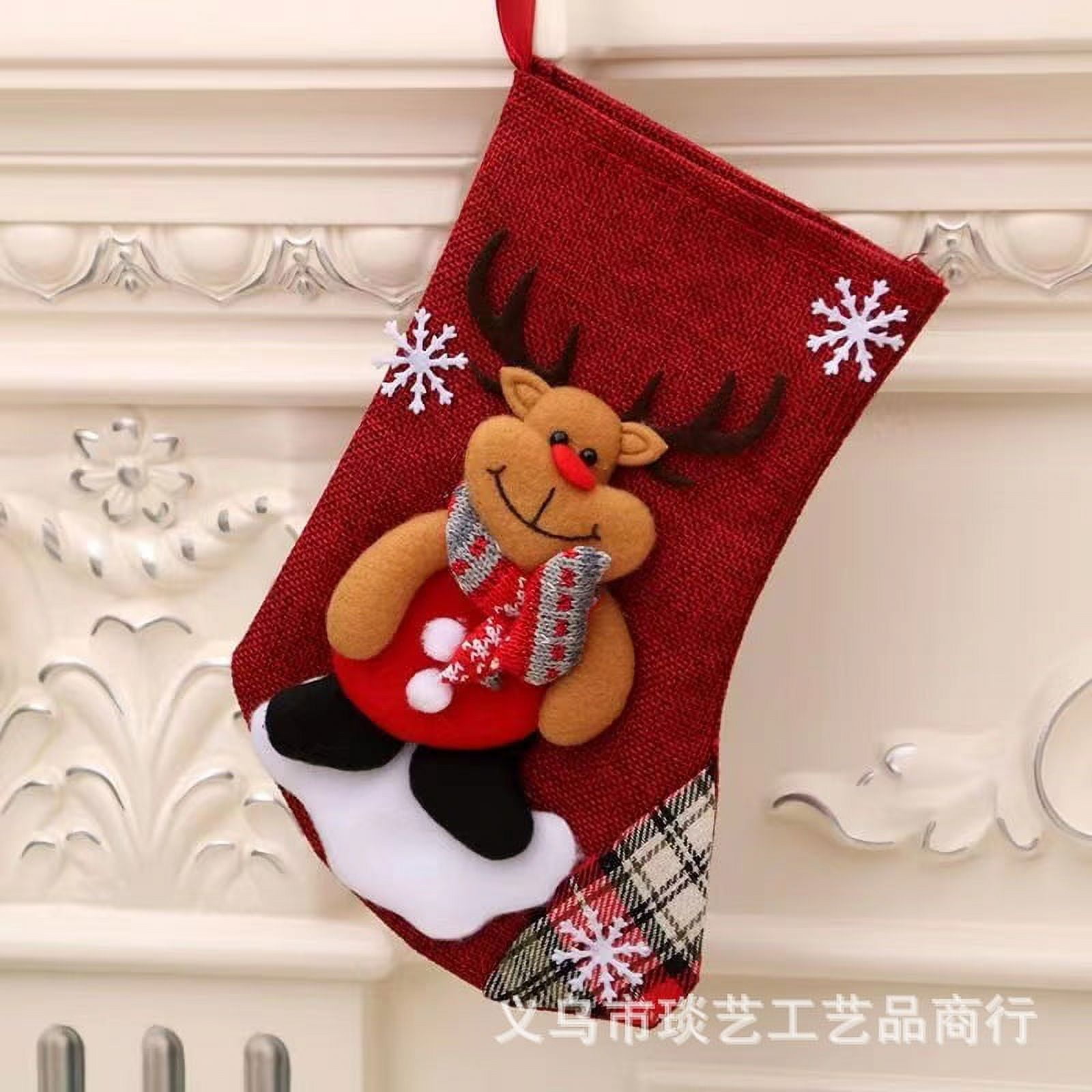 9.1 in Christmas Stockings with Santa Claus Snowman Reindeer Bear ...