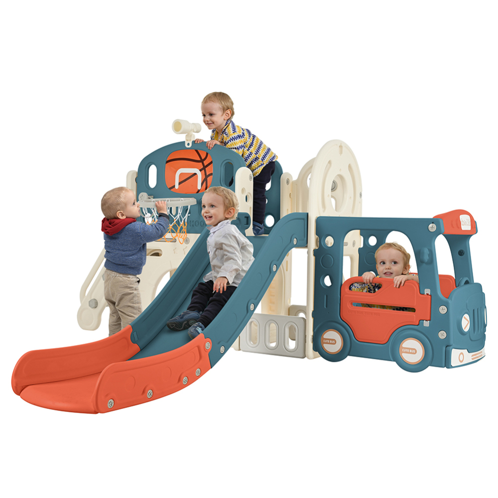 9 in 1 Kids Slide Playset, Freestanding Castle Climbing Crawling ...