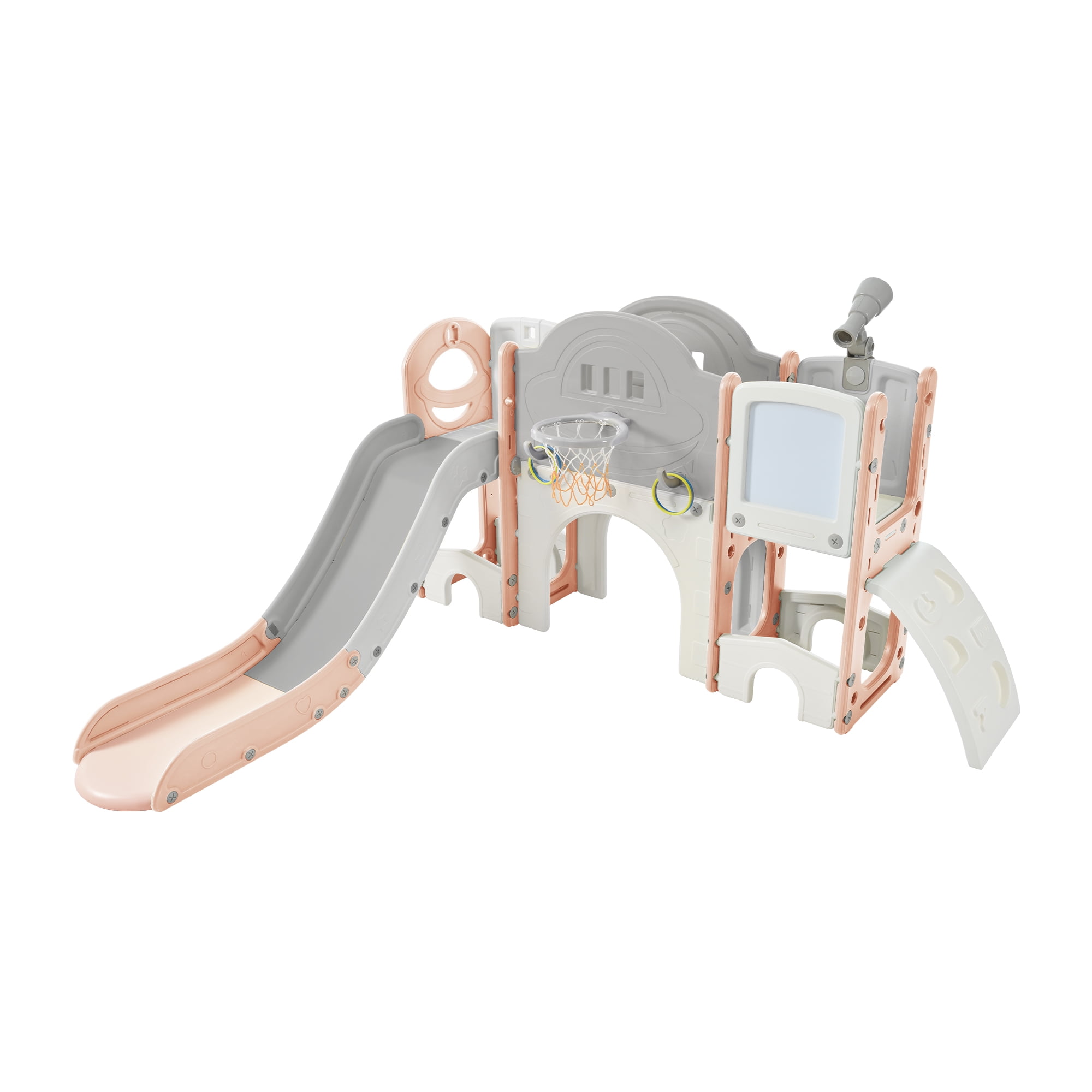 9 in 1 Kids Slide Playset, Freestanding Spaceship Climbers Playground ...