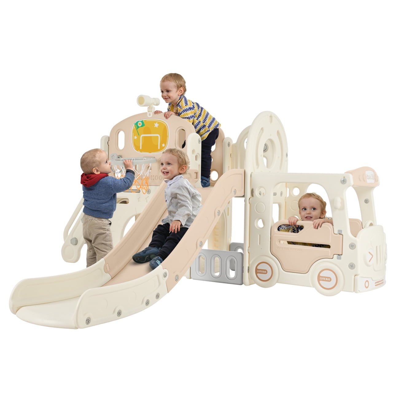 9 in 1 Kids Slide Playset Structure,Freestanding Castle Climbing ...