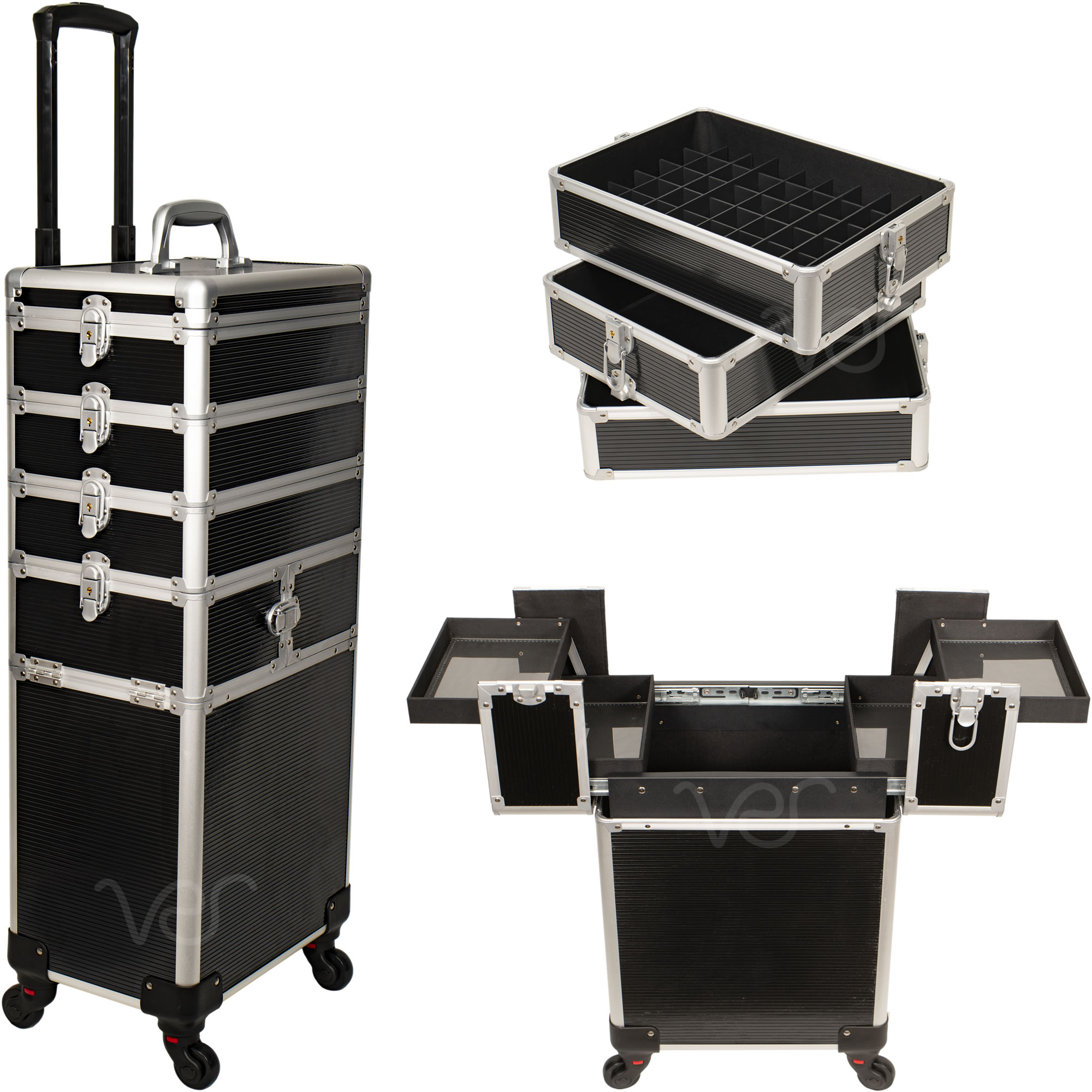 Byootique Rolling Makeup Train Case Cosmetic Organizer Trolley 2 Drawer ...